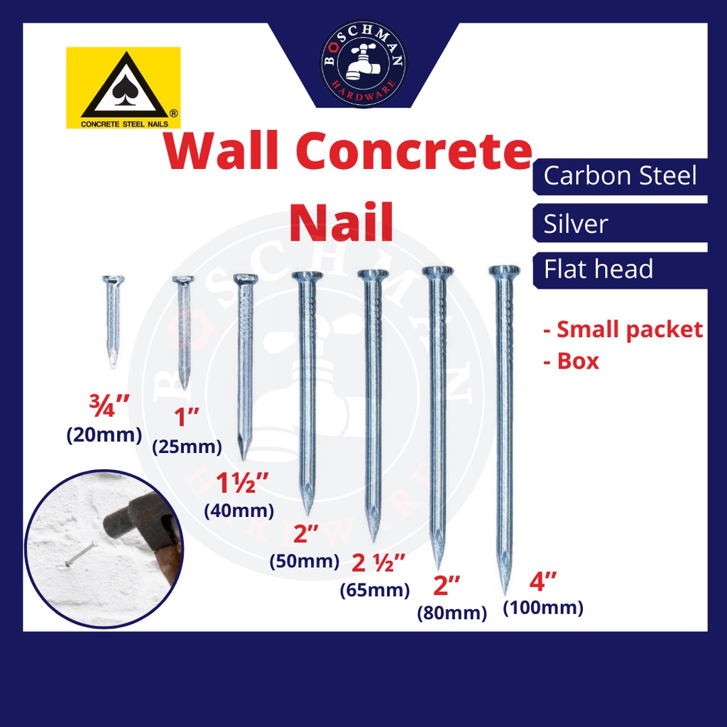 Ace Brand Concrete Nails Wall Nail Flat Head Paku Concrete Konkrit Paku ...