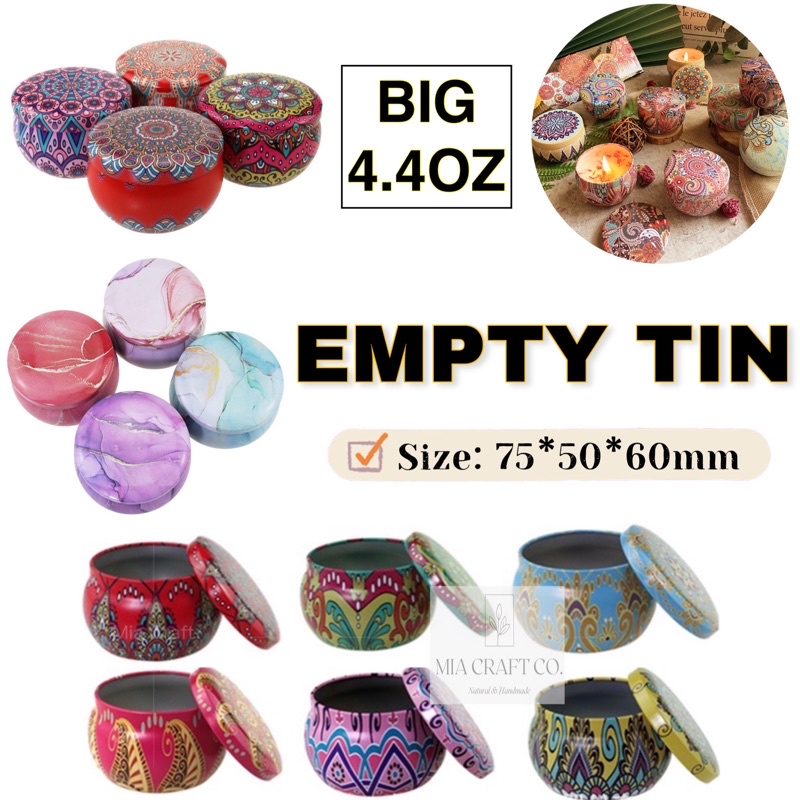 Round Tin 4.4OZ Big Empty Tin 1Pcs Scented Candle Gift Tin Jewelry Coin ...