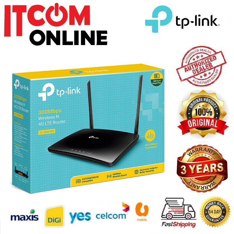 TP-LINK 4G LTE WIFI N300 4-PORT MODEM ROUTER (TL-MR6400 APAC) | Shopee ...