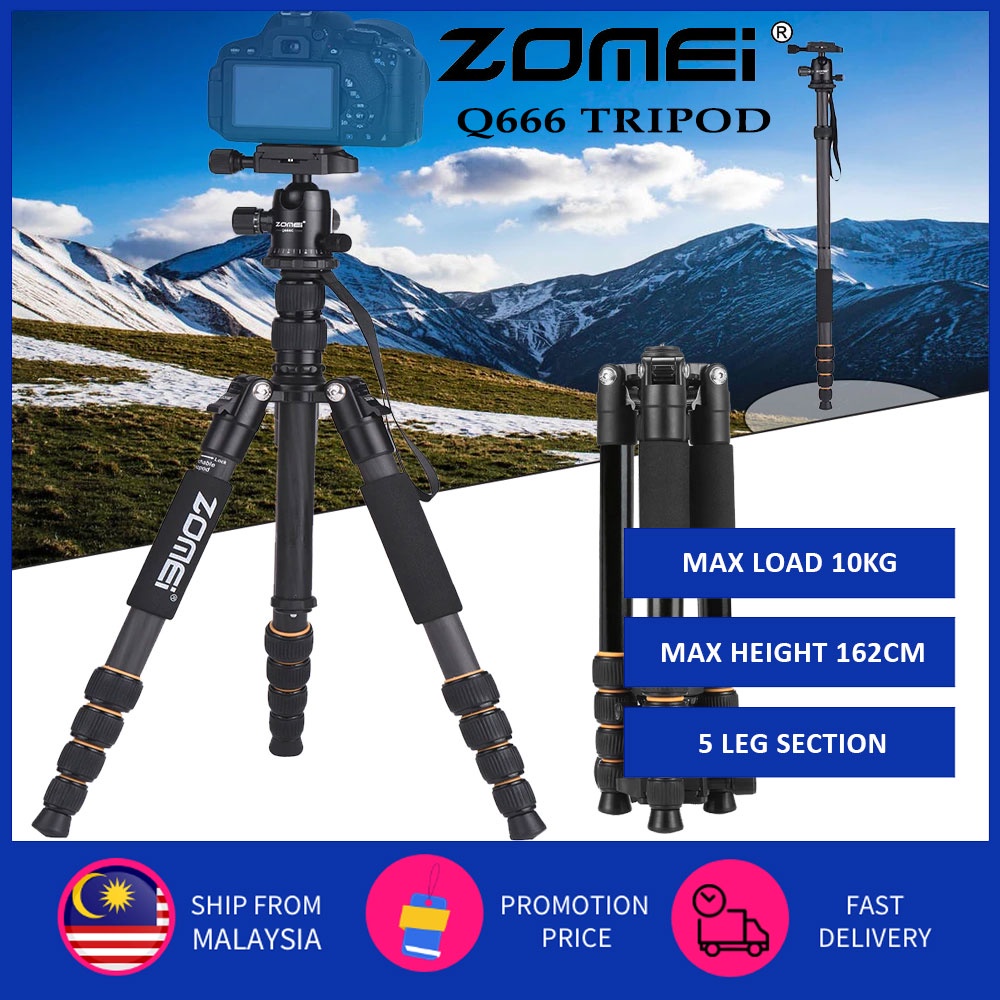 🔥Ready Stock🔥 Zomei Q666 Camera Tripod with Ball Head Detachable ...