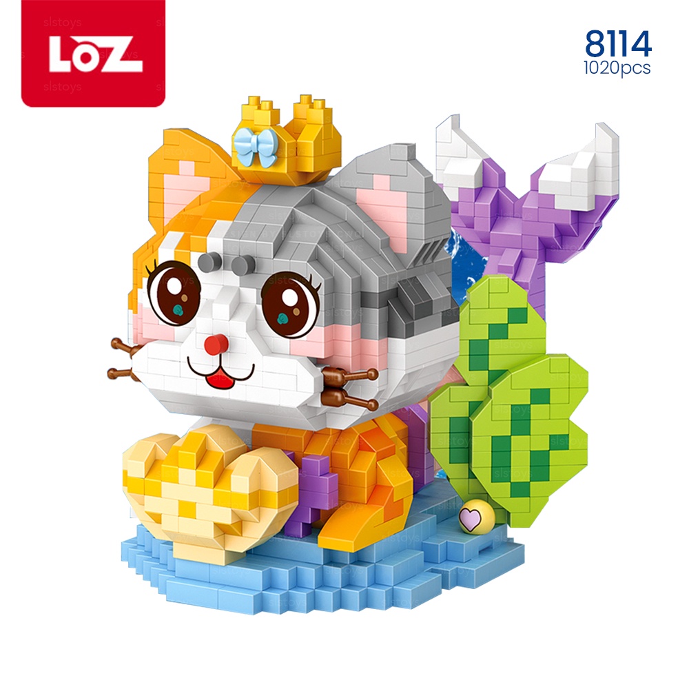 LOZ IDEAS Mini Block Mermaid Cat Underwater Sea Fish Tail Clam Crown ...