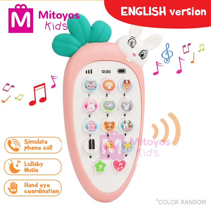 Mitoyos Kids English Music Mobile Phone Simulation Toy Toddler Early ...