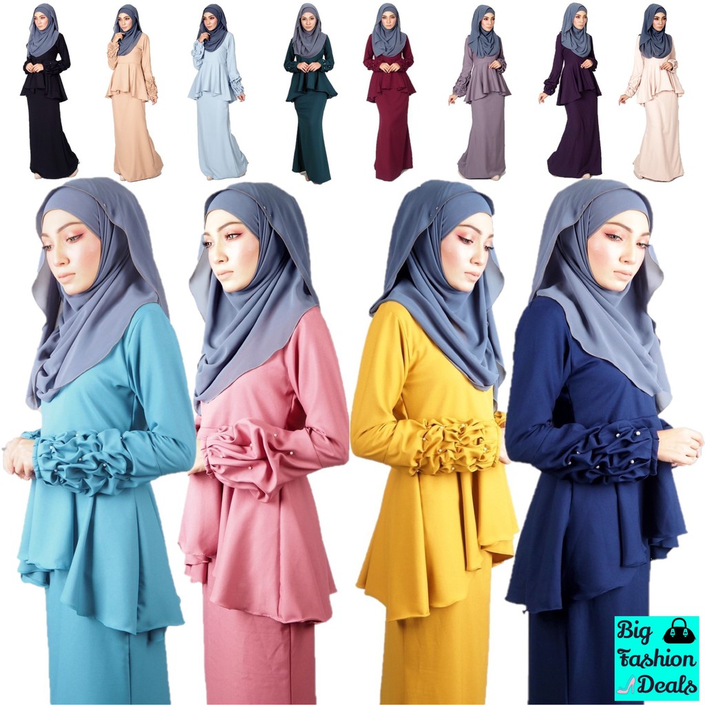 [Raya Promo Price] Muslimah Baju Kurung. Peplum Pearl Baju Raya 2024 ...
