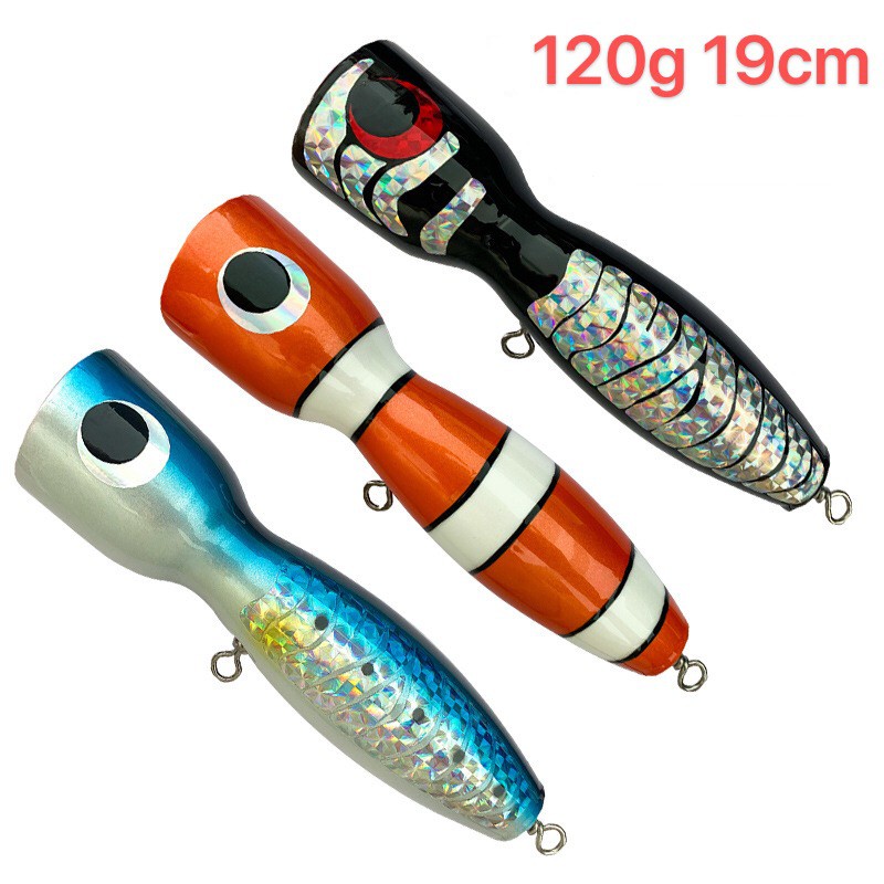GT Popper Tuna Surface Floating Topwater Plug Wood Bait 120g/19cm ...