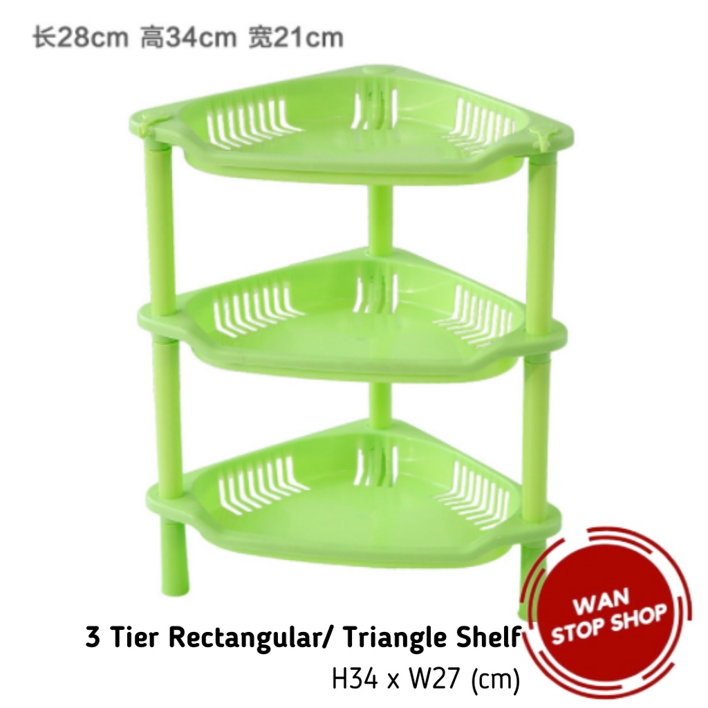 3 Tier Triangle Corner Shelf Triangle Shelf Storage, Plastic Rack Rak ...