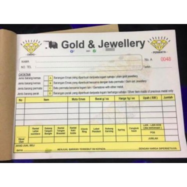 BUKU RESIT EMAS BIL BOLEH LETAK NAMA KEDAI NCR 2PLY BERWARNA | Shopee ...