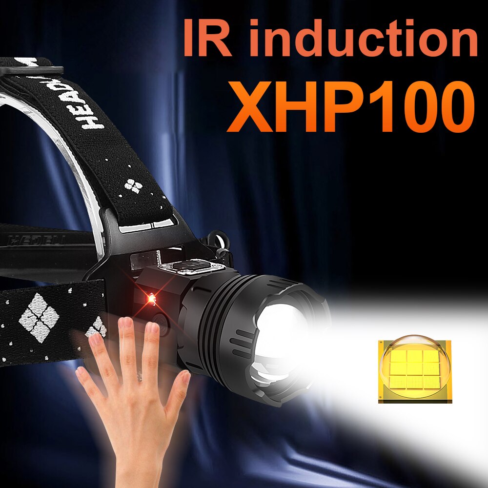 800000 LM 1300M XHP100 Infrared Sensor Led Headlight 18650 XHP90 XHP70 ...