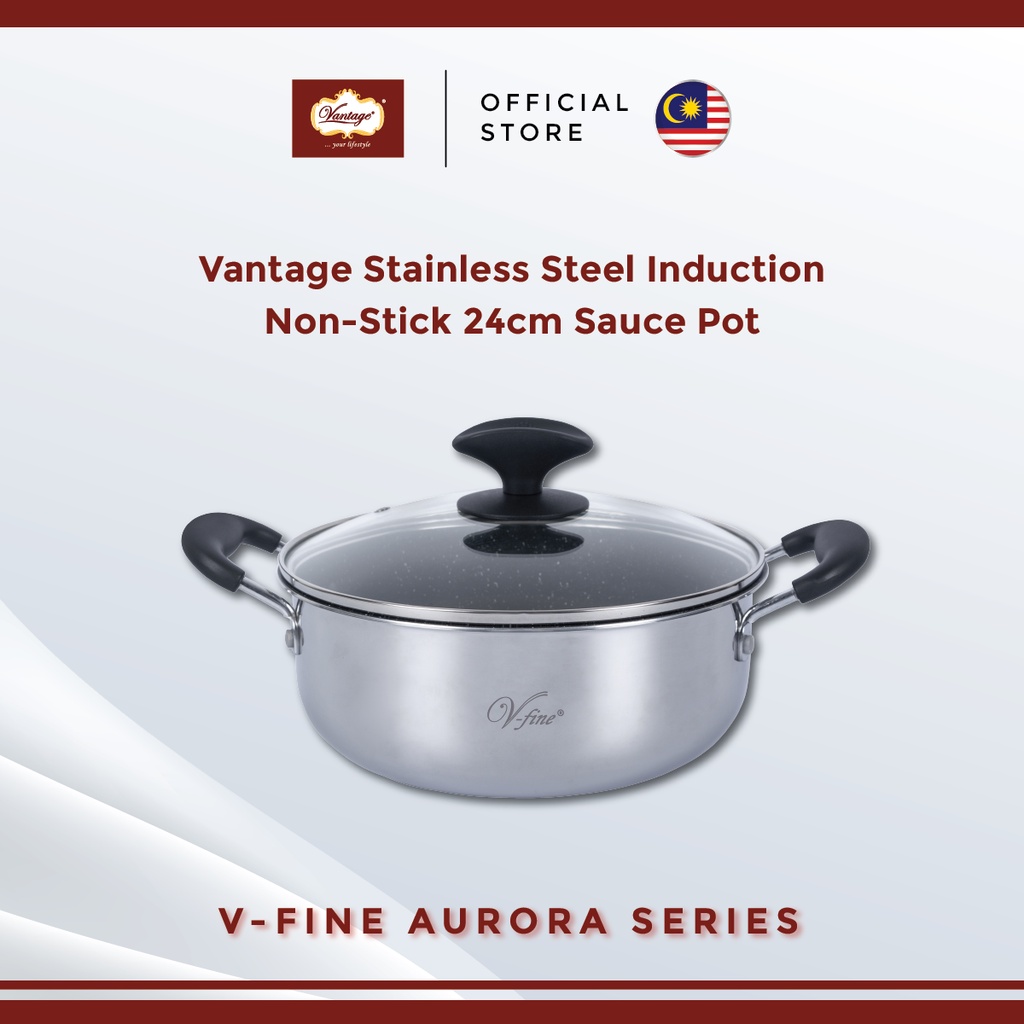 Vantage Aurora Stainless Steel Non-Stick Sauce Pot (24cm) | Shopee Malaysia