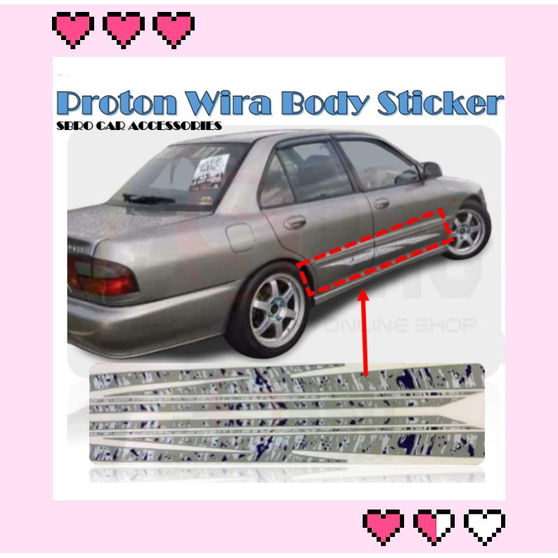 PROTON WIRA 10 Original Design Car Body Sticker (1 Set = Kiri + Kanan ...