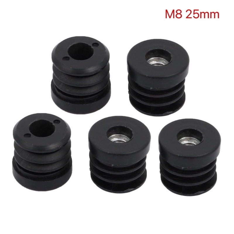 M8 25mm Black Round Plastic Threaded Tube Inserts Thread, Plastic ...