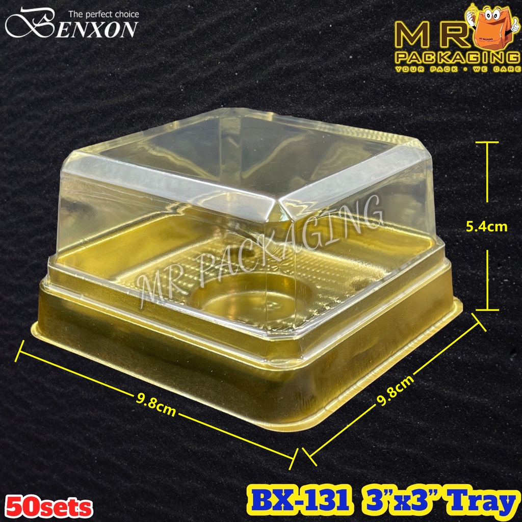 3" BX-131 Plastic Gold Tray & Lid [ 50sets± ] Door Gift Mooncake Bakery ...