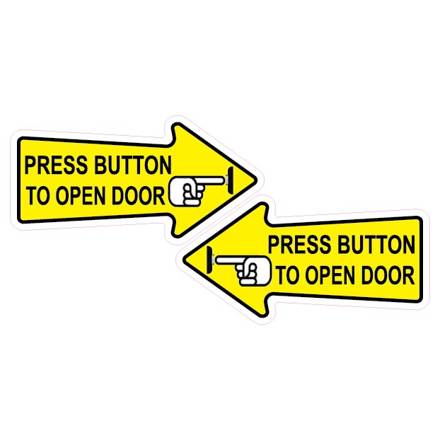 KSB35106T PRESS BUTTON TO OPEN DOOR PVC SIGN STICKER 125mm x 65MM ...