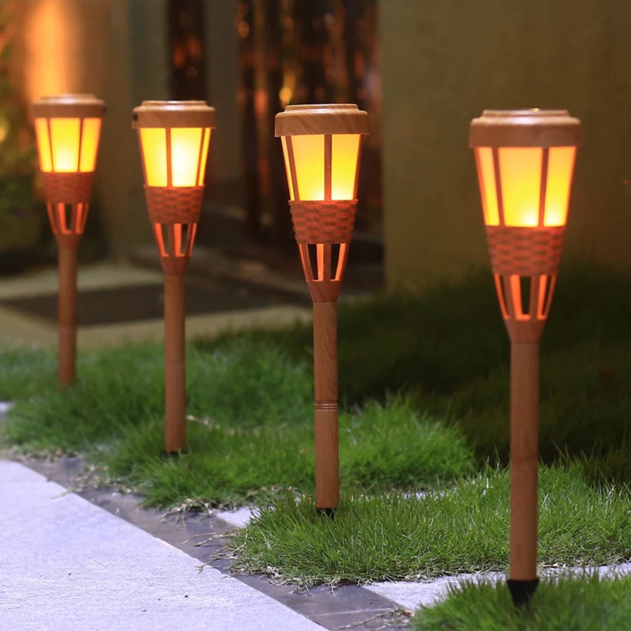 Solar Garden Flickering Flame Light Solar Bamboo Torch Light Waterproof ...