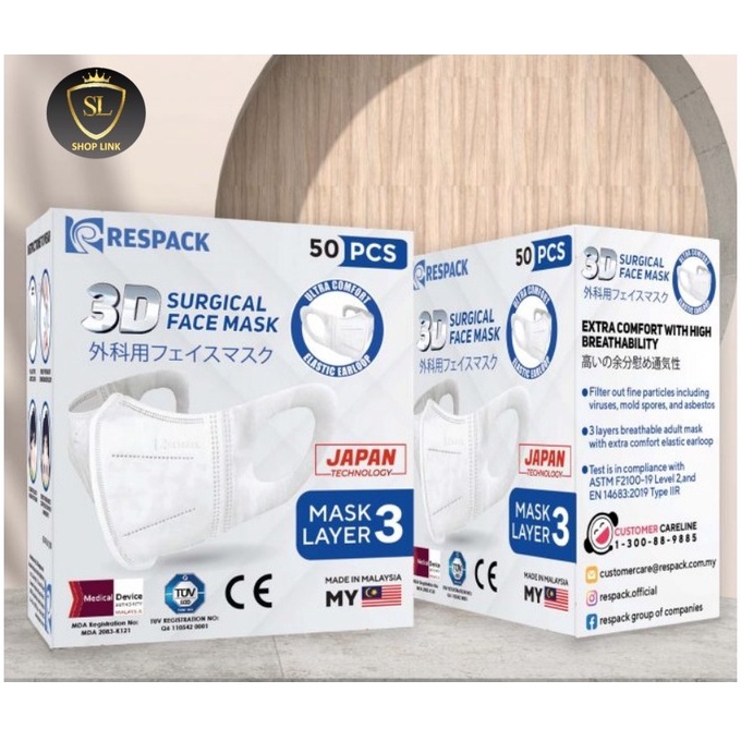RESPACK 3D SURGICAL FACE MASK ADULT/KIDS 50pcs/BOX 外科医用口罩 成人/小孩 50件/一盒 ...