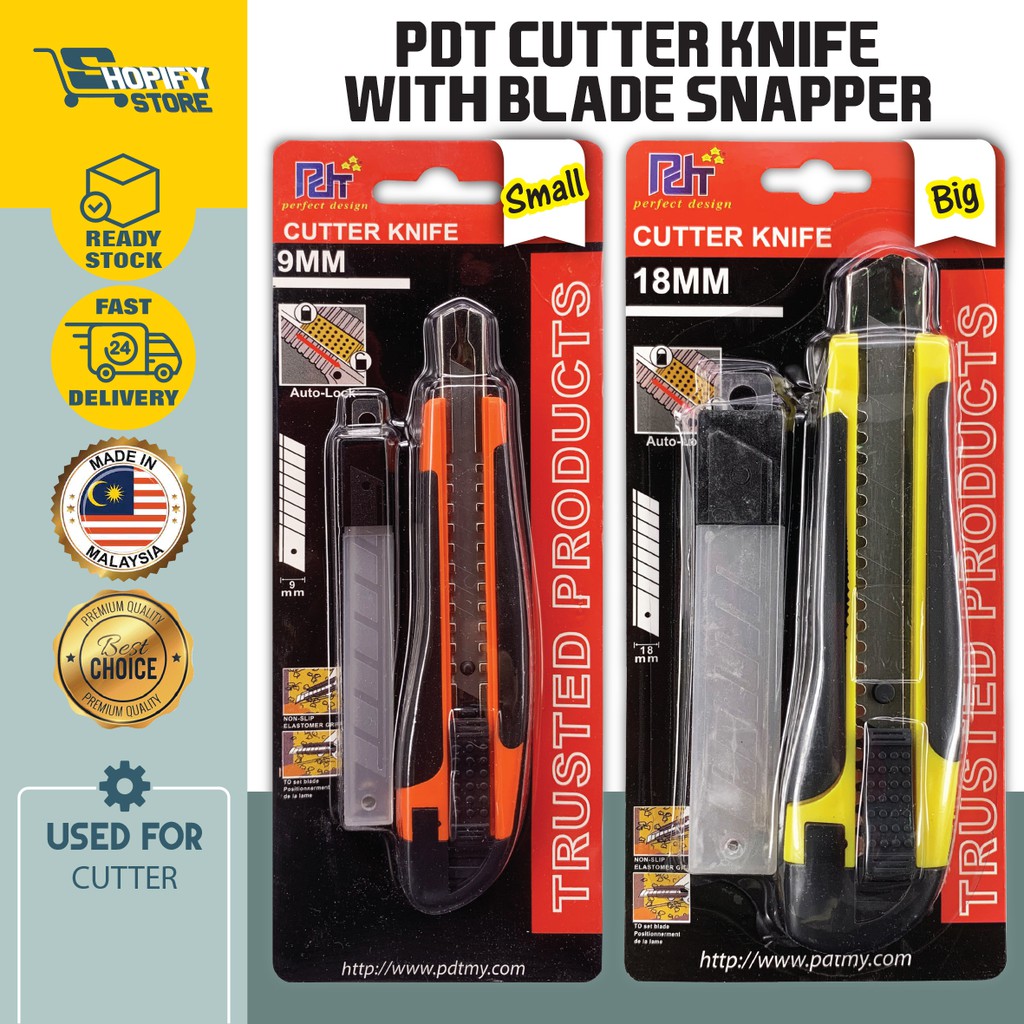 PDT CUTTER KNIFE WITH BLADE SNAPPER ( SMALL & LARGE ) | Shopee Malaysia