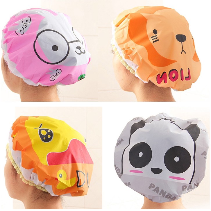 Ready Stock Waterproof Bathing Cartoon Shower CapCute Shower Cap ...