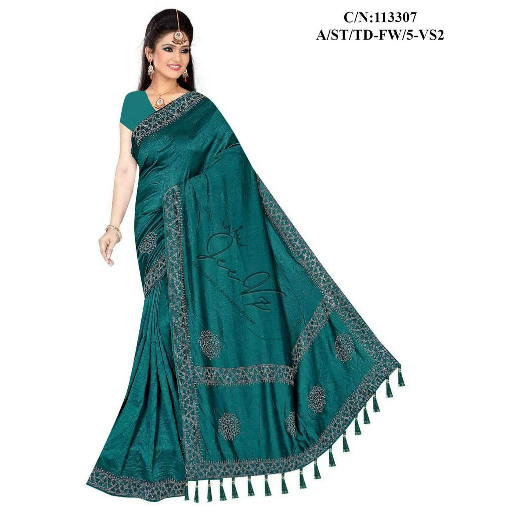 NEW LAUNCHING OF TWITTER TOP DYED FANCY WORK SAREE WITH UNSTITCHED ...