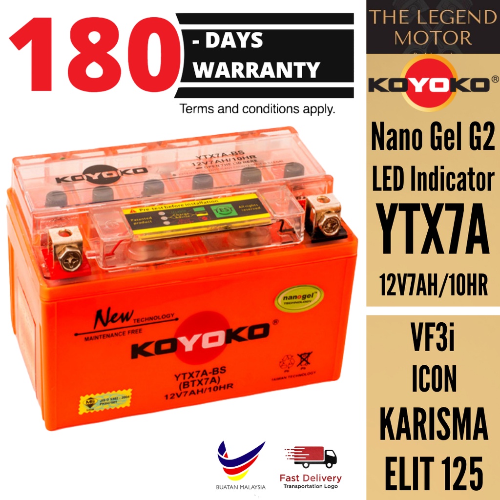 YTX7A YTX7A-BS YTX7 Koyoko Gel G2 Battery Batteri Bateri 100%Original ...