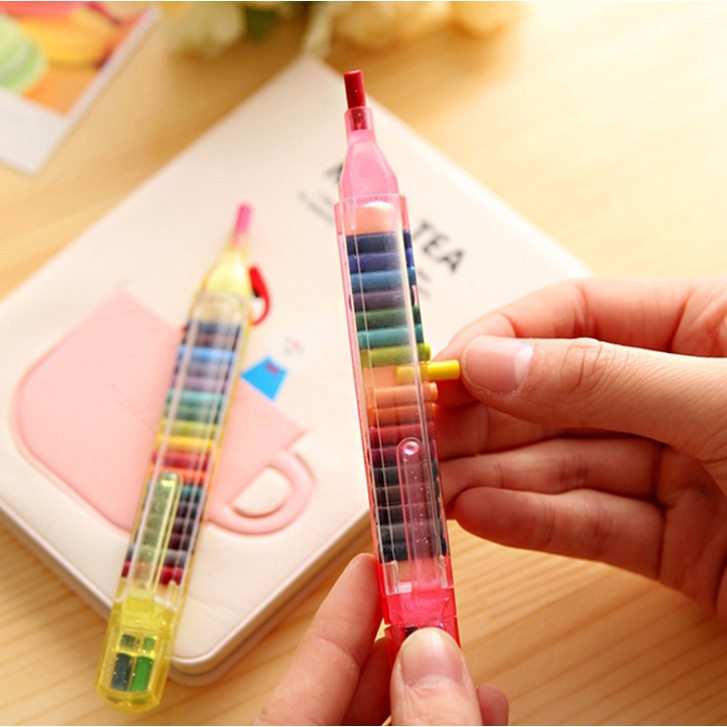 Exchangeable 20 colours Crayon Pen for Student and Office Use | Shopee ...