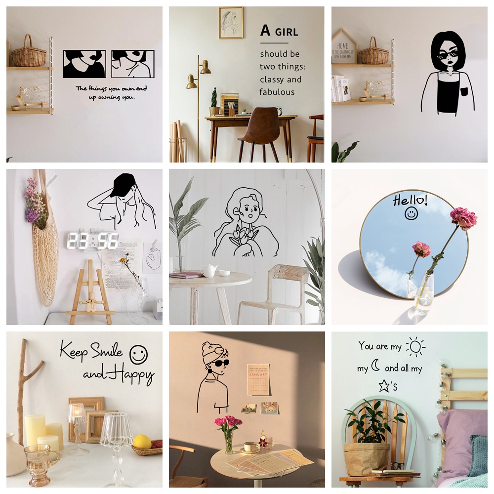 DIY Ins Wall Stickers Japanese Simple And Wall Decoration Stickers For Home Decor | Shopee Malaysia