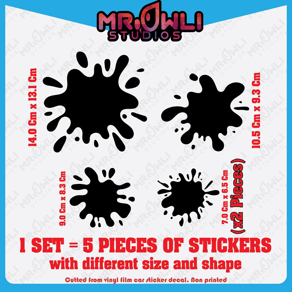 Paint/Water splash Car Vinyl Sticker Set (5 Pieces in 1 Set) | Shopee ...