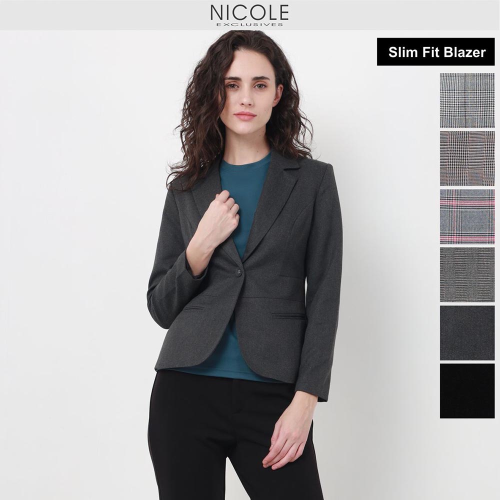 Nicole Notched Collar Single Button Classic Blazer - 6 Colour | Shopee ...