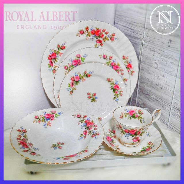Royal Albert England Pinggan Raya LIMITED COLLECTION Moss Rose Set Of 6 ...