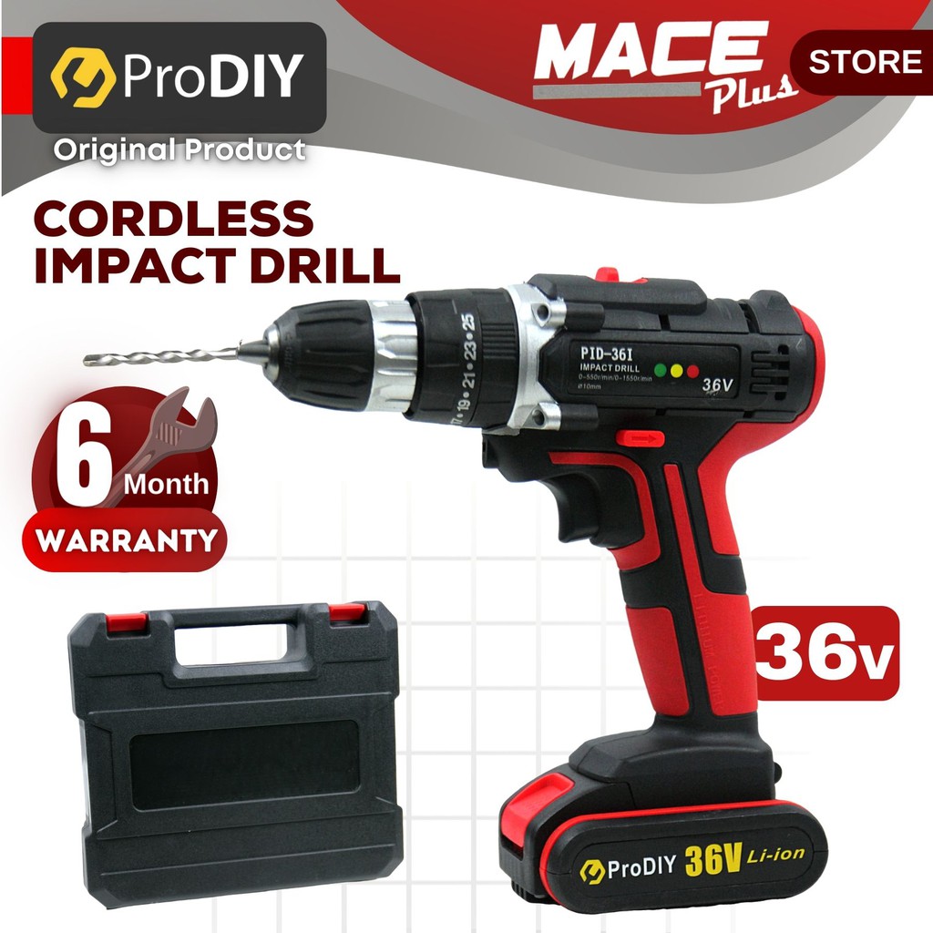 PRODIY 36V PID Cordless Impact Drill Screwdriver With Hammer 3 Mode 2 ...