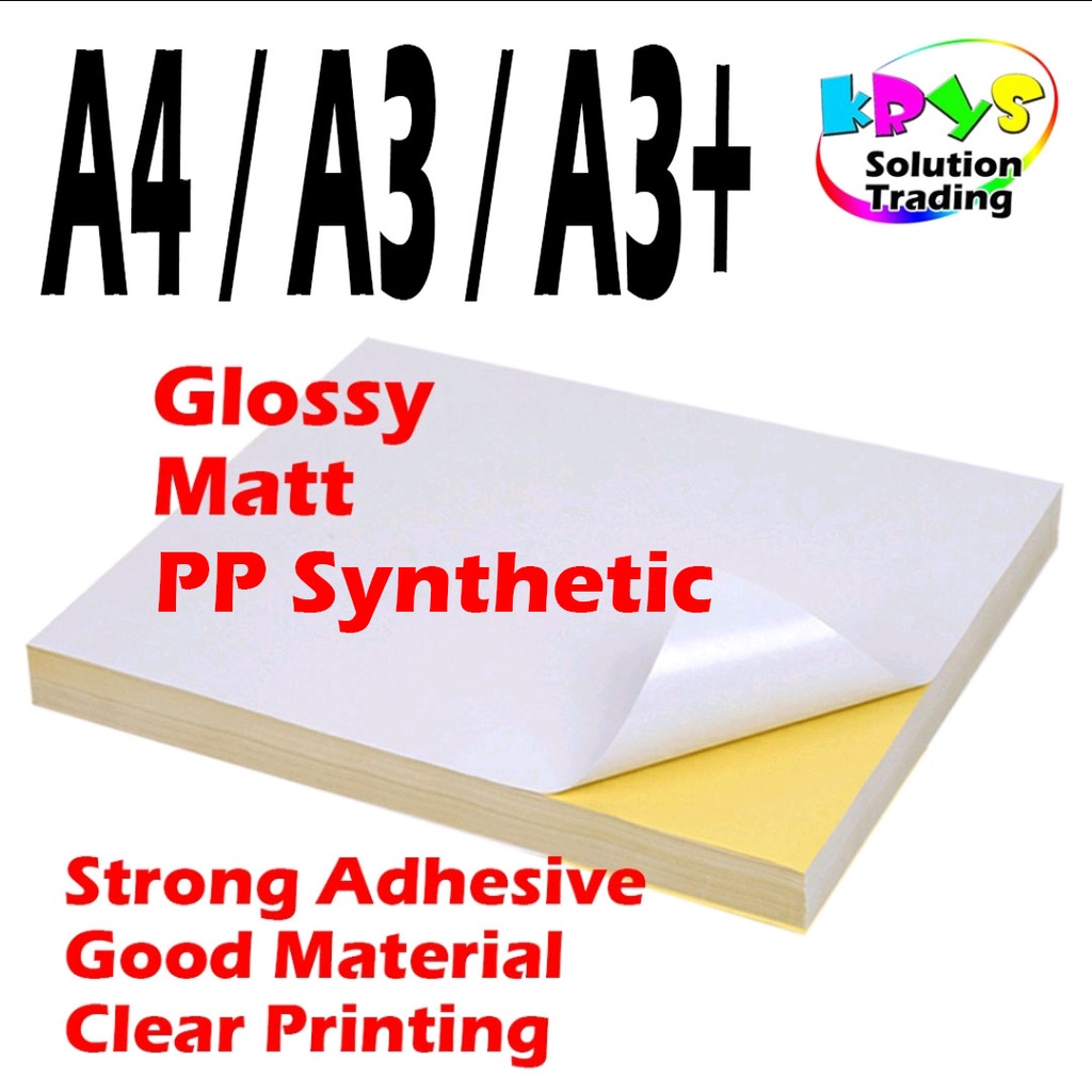 📥Ready Stock📤 A4 / A3 Sticker Paper (Glossy / Matte / PP Synthetic ...