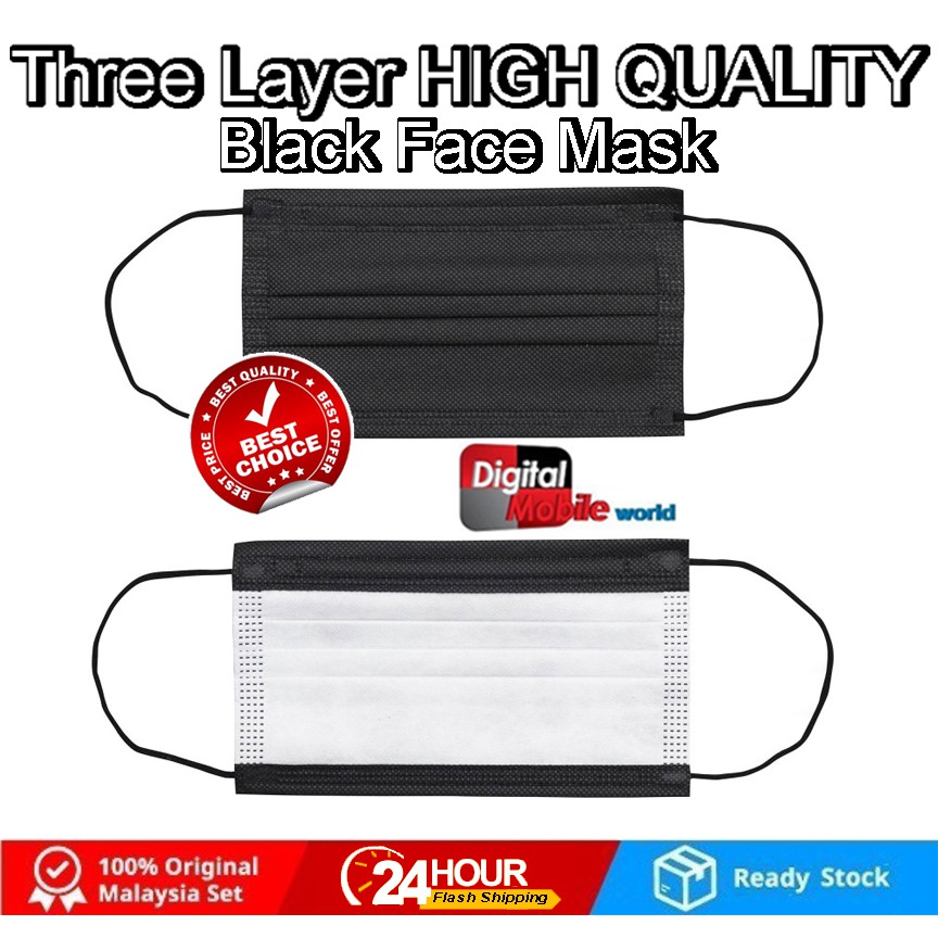 💥 QUALITY💥 BLACK MASK for Adult / Kids 3 Layer 50pcs | Shopee Malaysia