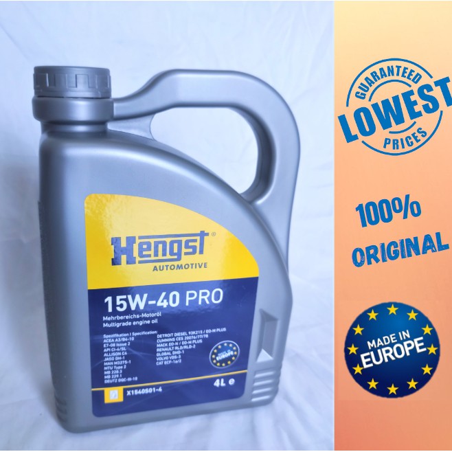 🔥HENGST🔥 15W-40 PRO Mineral Multigrade Engine Motor Oil Minyak Hitam ...