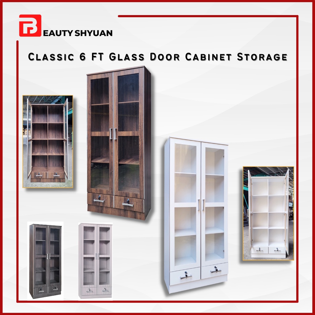 CLASSIC 6FT Display Cabinet Glass Cabinet Display Rack Bookshelf Almari ...