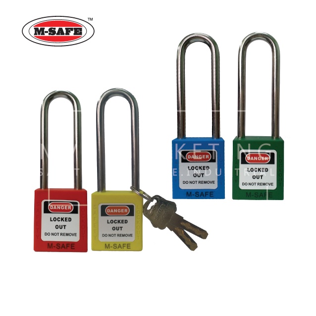 M-SAFE SAFETY PADLOCK STAINLESS STEEL SHACKLE【LONG】3" (76MM) / LOCKOUT ...
