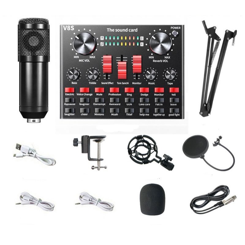 BM800 Condenser Microphone + V8S Soundcard Pro Audio Studio Sound Recording Combo Kit | Shopee ...