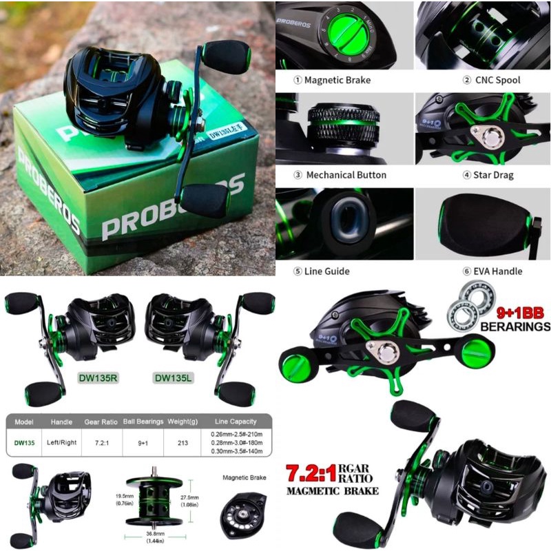Proberos BaitCasting Reel Left Hand | Shopee Malaysia