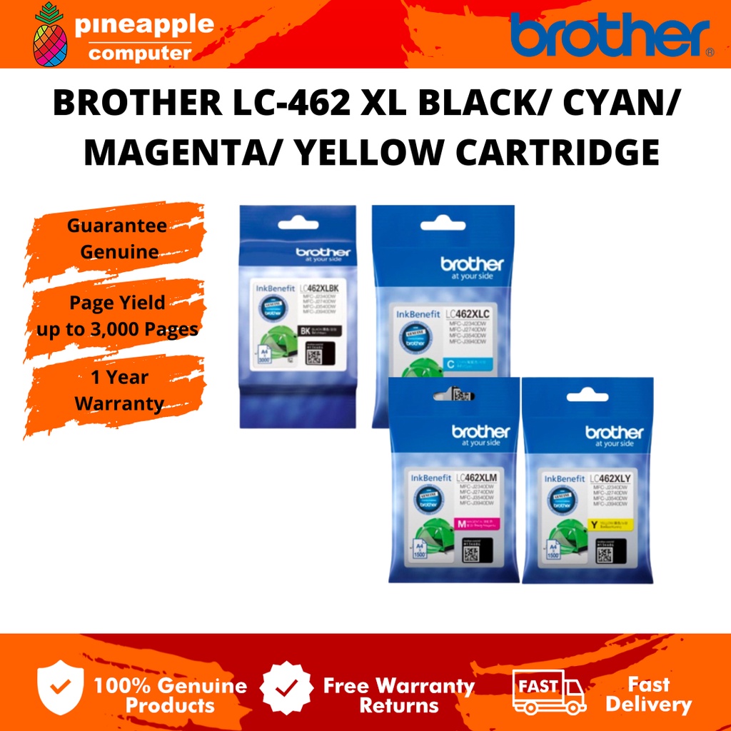Brother LC-462 XL / LC462XL/ LC-462XL Black/Cyan/Magenta/Yellow Ink ...