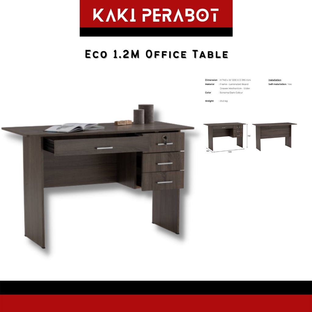 EKKO 4FT Study Table With Drawer Study Desk Office Table Writing Table ...