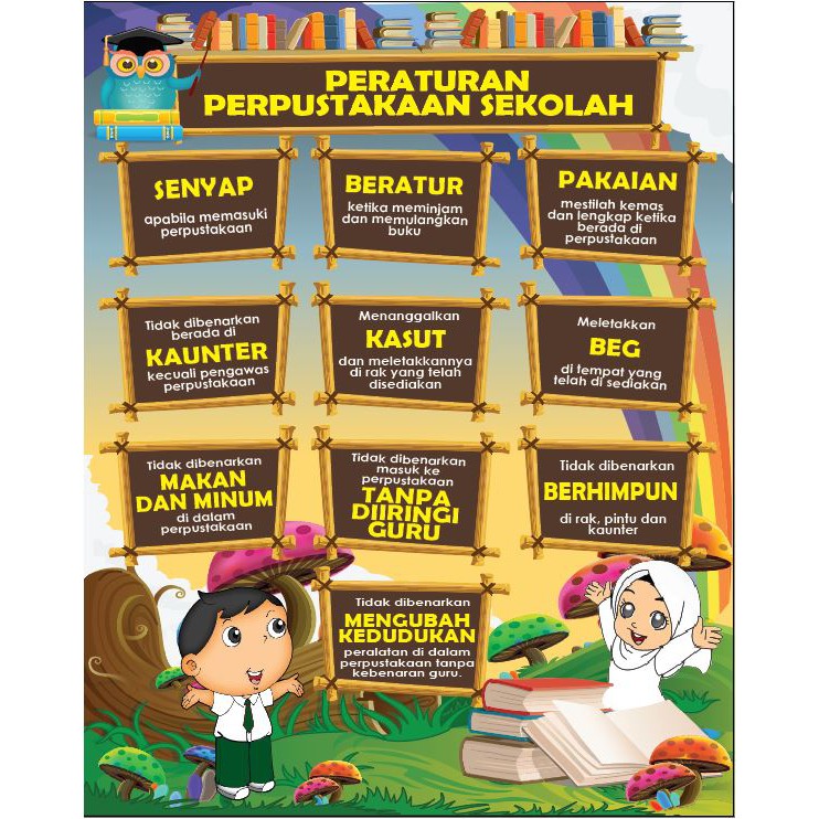 POSTER PERATURAN PERPUSTAKAAN SEKOLAH (SMK) | Shopee Malaysia