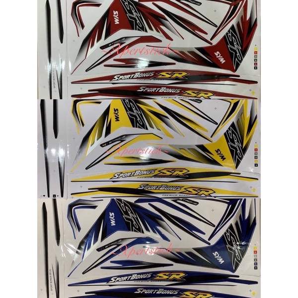 SYM Sport Bonus SR ( 2 ) Body Cover Stripe Sticker - Yellow / Red ...