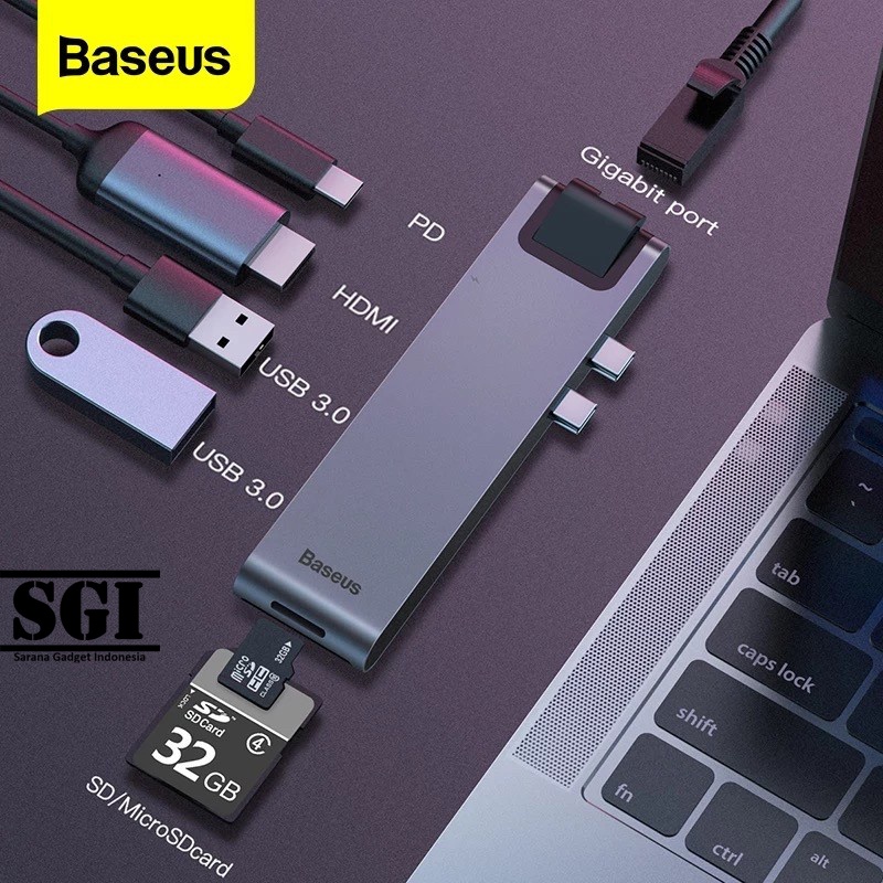 Baseus Original 7 in 1 Thunderbolt C Hub to Multi USB 3.0 PD HDMI SD ...