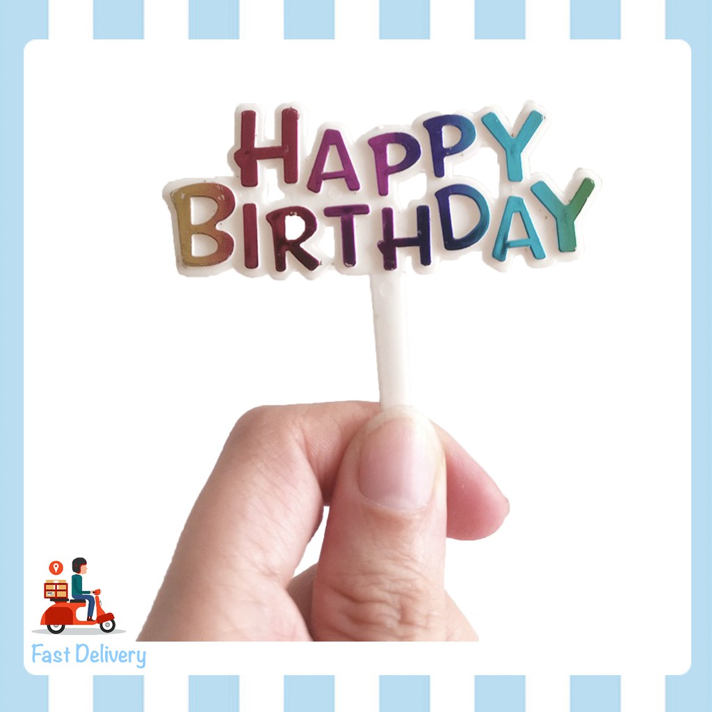 HAPPY BIRTHDAY STICK/ TAG/ CAKE TOPPER (REUSABLE/ FOR PARTY) 5PCS ...