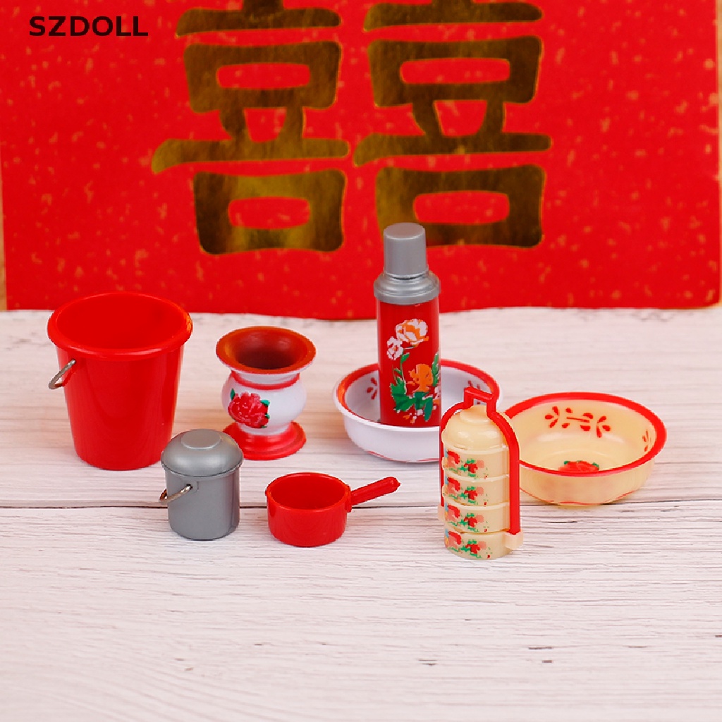 [cxSZDOLL] 8pcs/Set Dollhouse Miniature Chinese wedding gift box ...