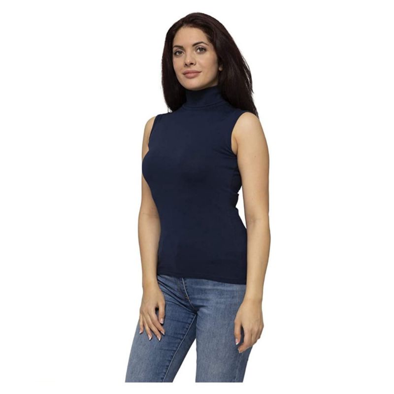 Baju High Neck Inner Tank Women Fashion Sleeveless Lengan Short-Turtule ...