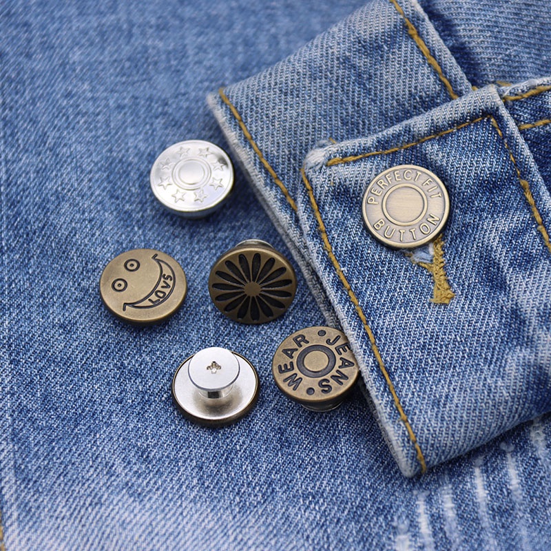 5pcs NEW Nail Free Detachable Retro Metal Buttons Snap Fastener Pants ...