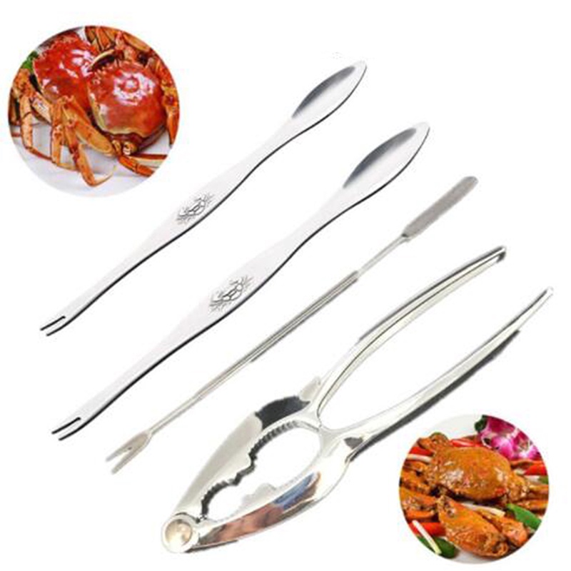 4 Pcs/set Lobster Crackers Crab Leg Tools Stainless Steel Seafood Forks ...