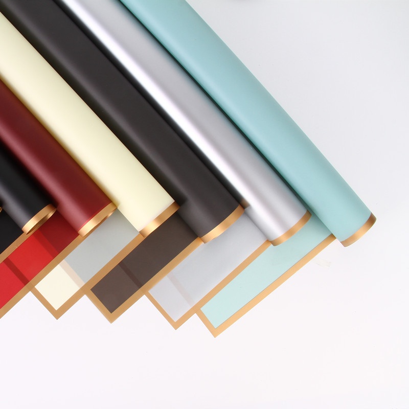 (5PCS) Gold Line Edge Waterproof Flower Wrapping Paper Gift Bouquet ...