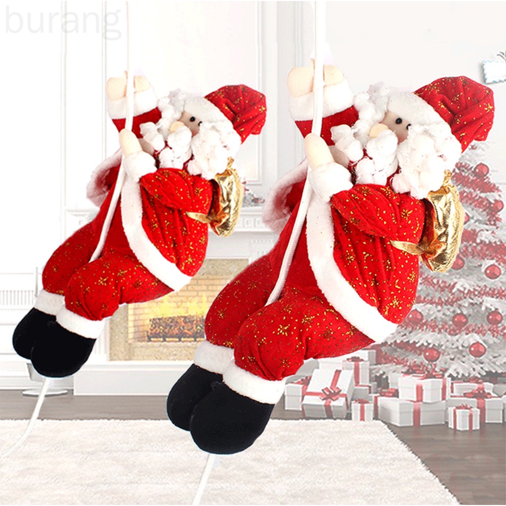 Christmas Santa Claus Decor Home Office Climbing On Rope Hanging ...