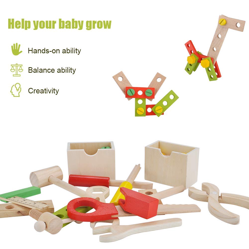 43pcs Alatan Kayu Untuk Pembelajaran Anak Realeos 43Pcs Wooden Tool ...