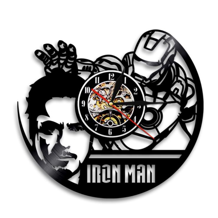 3D Wall Clock Ironman Avengers Superhero Creative 3D Vinyl Retro Design ...