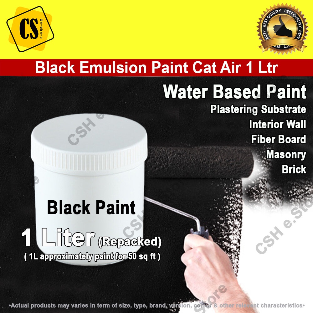 Black Paint Black Emulsion Paint Cat Hitam Cat Air Hitam 1 Liter for ...